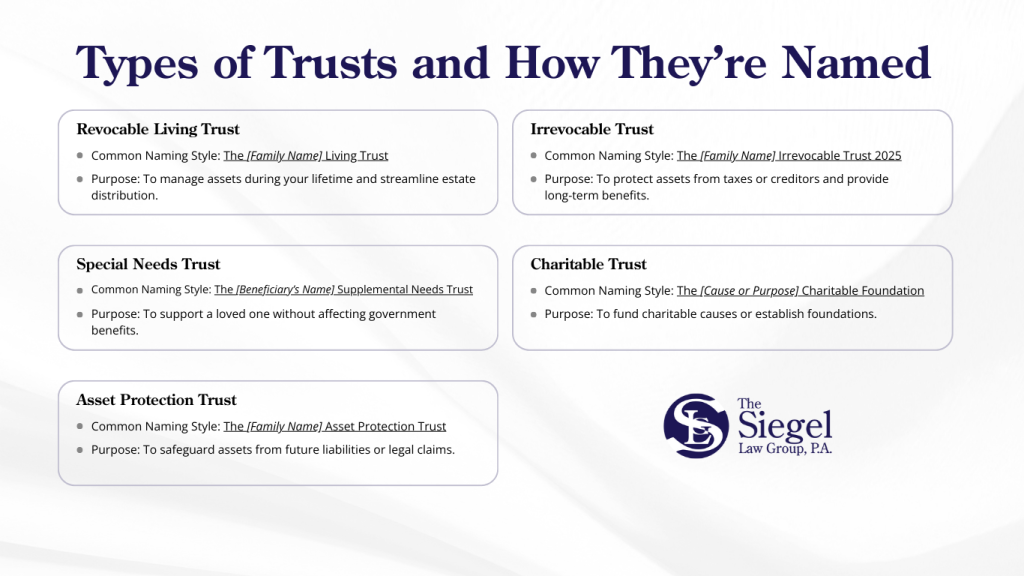 How Do You Name a Trust? | Siegel Law